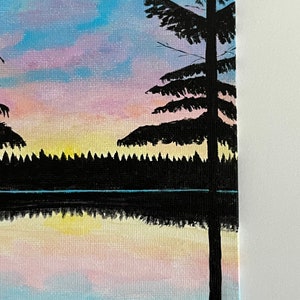 Sunset Lake Acrylic Painting on Canvas Panel 6x6 Inch - Etsy