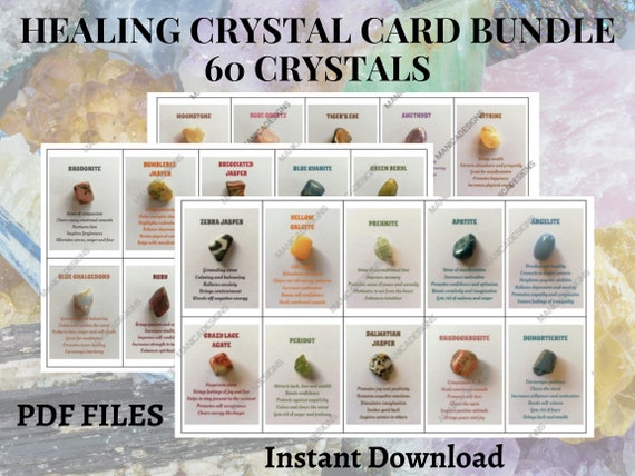 Healing Crystal Card Bundle Printable Crystal Information - Etsy