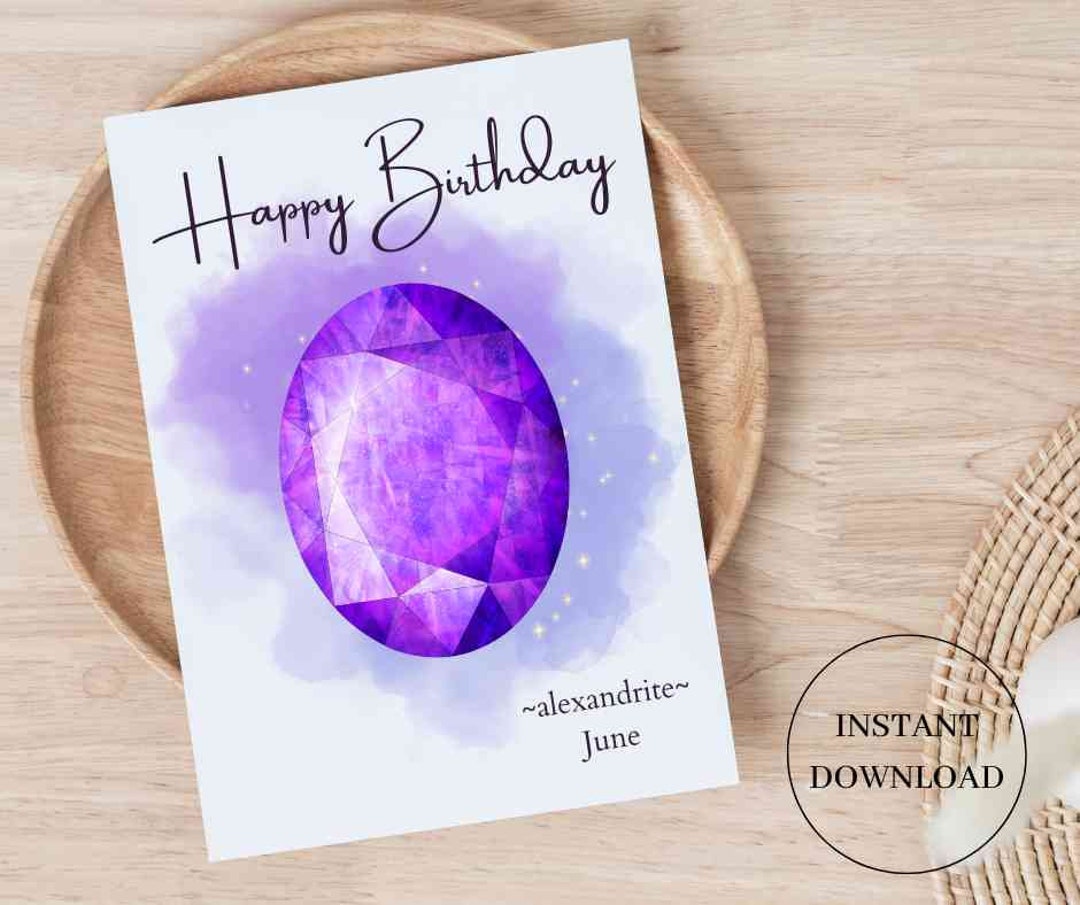 Printable June Birthday Card, June Birthstone Birthday Card ...