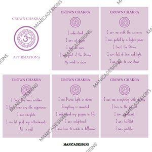 Printable Chakra Affirmation Cards, Positive Affirmations, Chakra ...