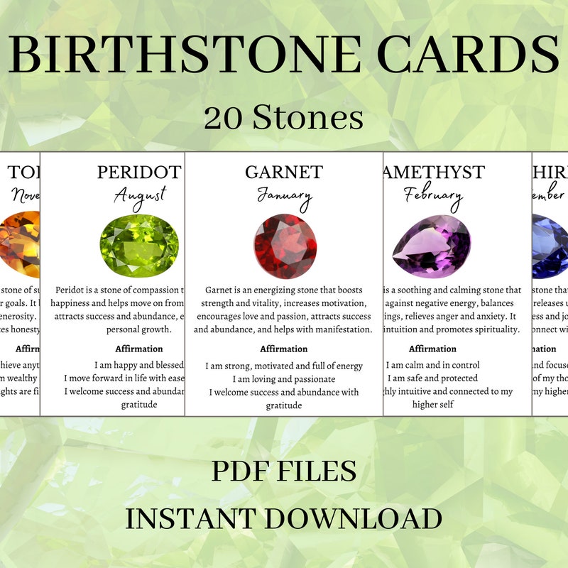 Birthstone Chart Digital Download - Etsy