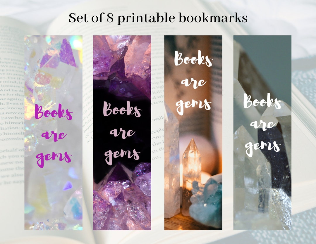 Printable Bookmarks, Set of 8 Gemstone Bookmarks, PDF File Bookmarks ...