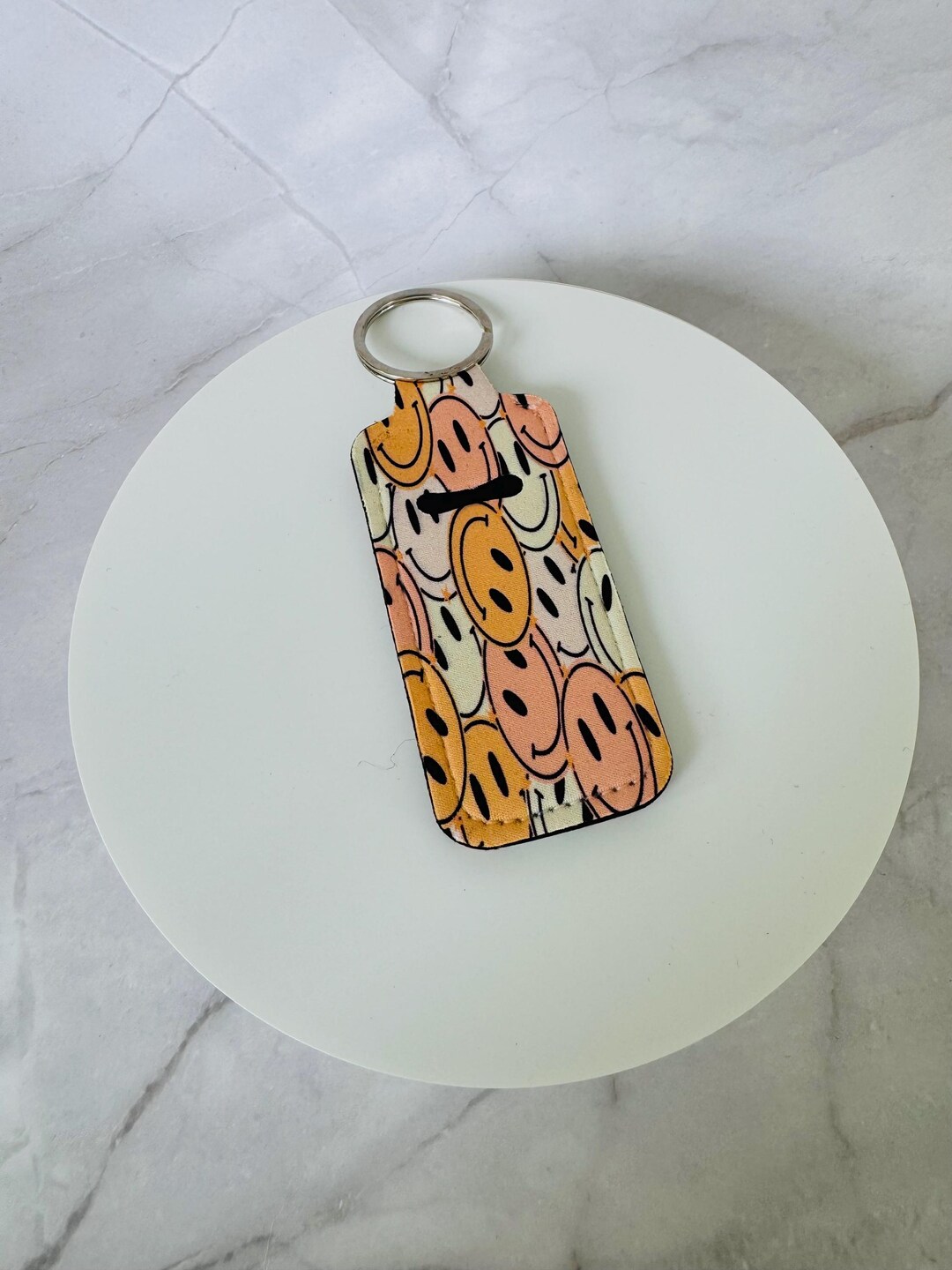 Retro Happy Face Lip Balm Key Chain - Etsy