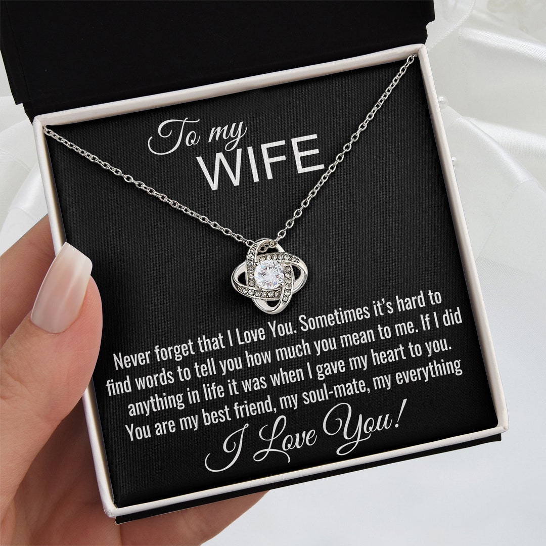 Personalized Gift for Wife Knot Necklace Customized Message Card ...