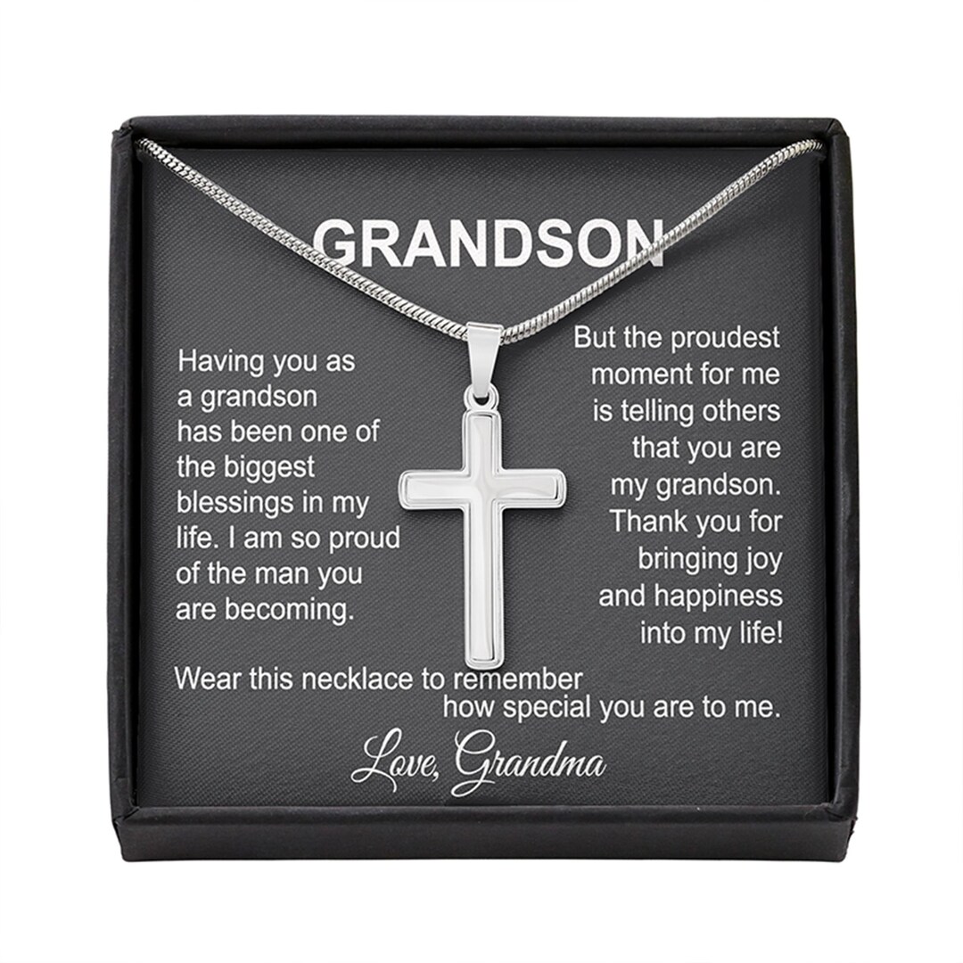 Grandson Gift, Gift for Grandson, Cross Necklace, Personalized Gift ...