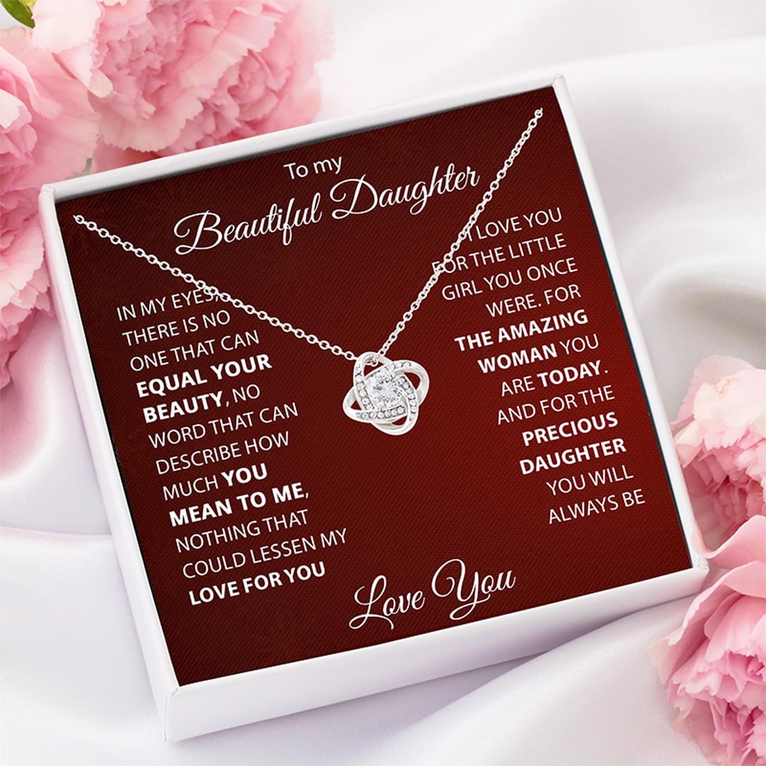 Personalized Gift for Daughter, Custom Message Card With Knot Necklace ...