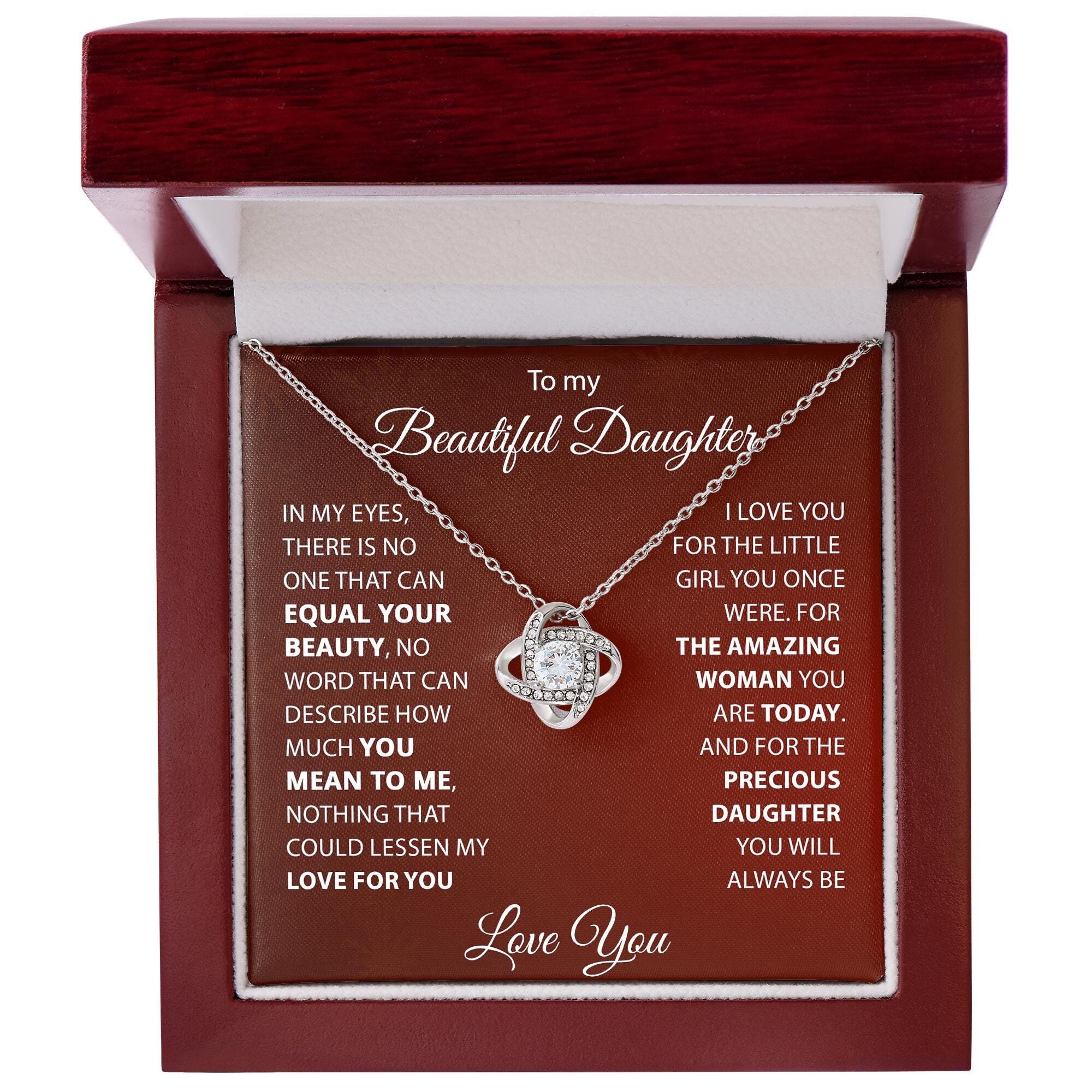 Personalized Daughter Gift Knot Necklace Custom Message Card Meaningful ...
