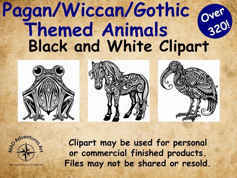 320+ Black/white Bundle of Pagan/wiccan/gothic Themed Animals Perfect ...