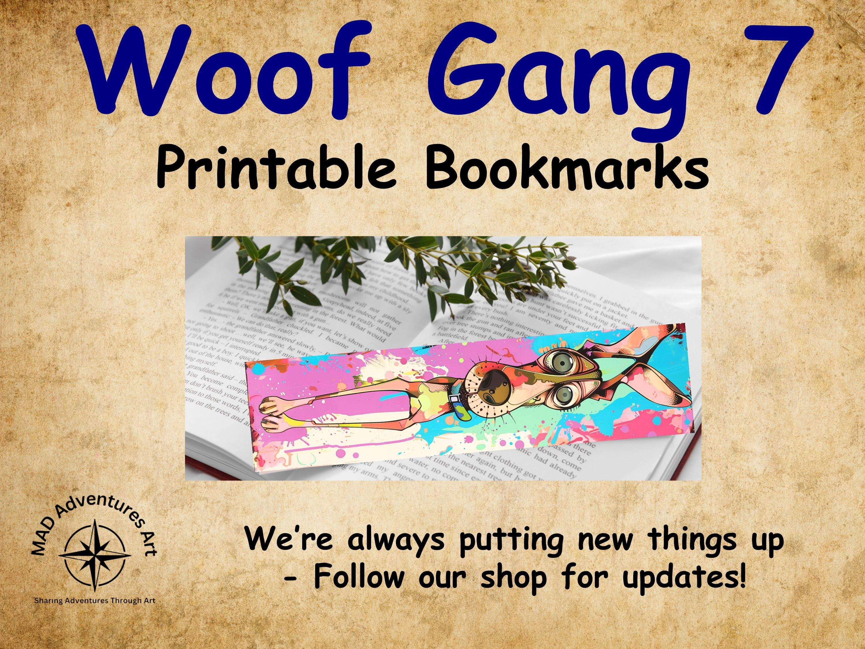 Woof Gang 7 Printable Bookmarks of Dogs, Fun 2x8 Dog Designs for the ...