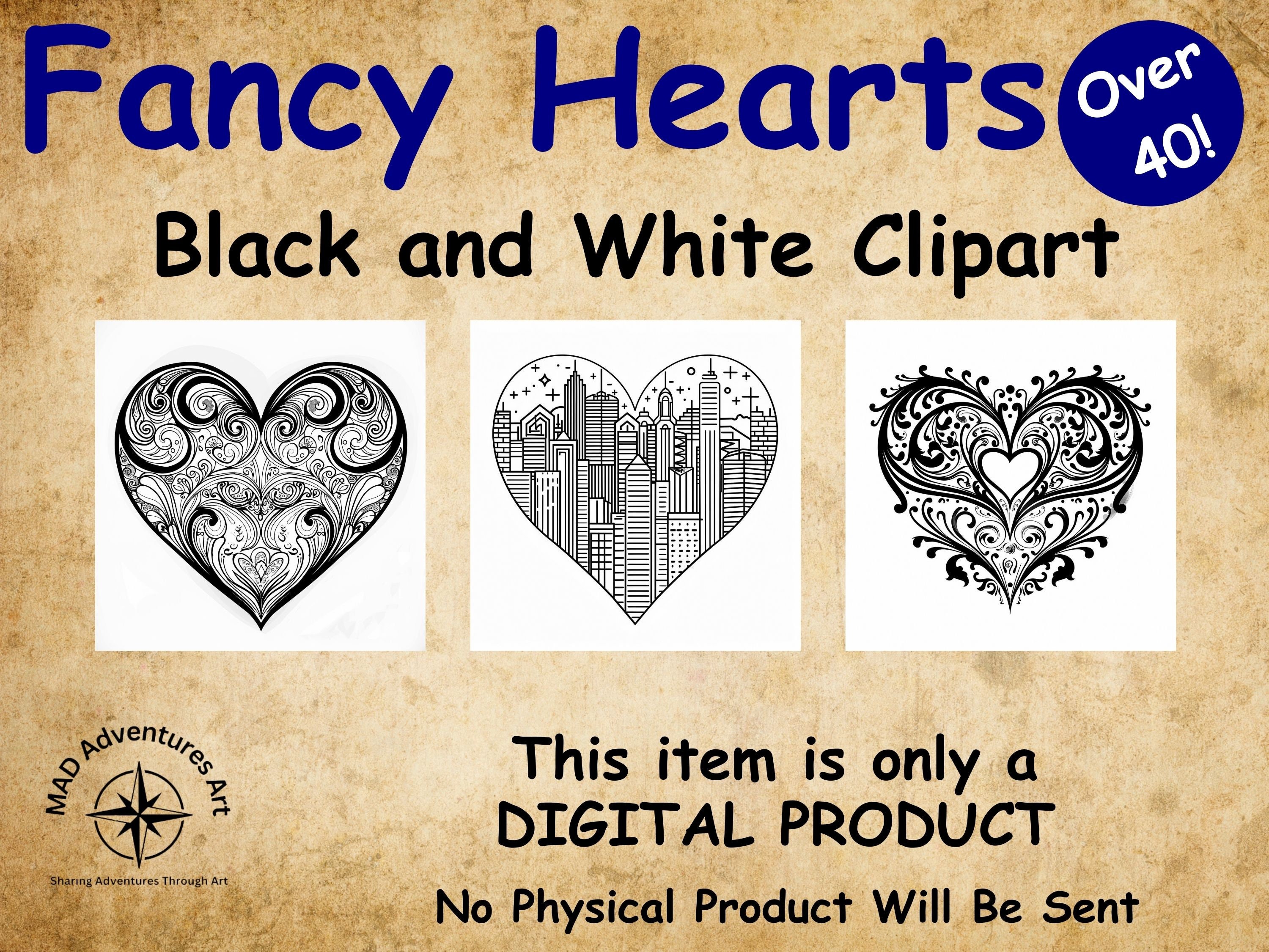 40+ Black/white Fancy Hearts Bundle With Beautiful Designs - PNG, SVG ...