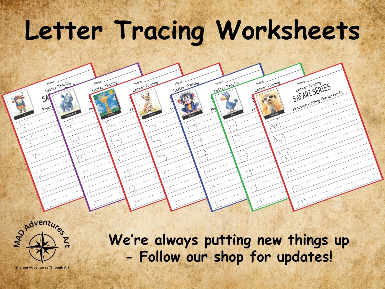 Safari Alphabet Tracing Worksheets: Handwriting Practice (PDF Pattern ...