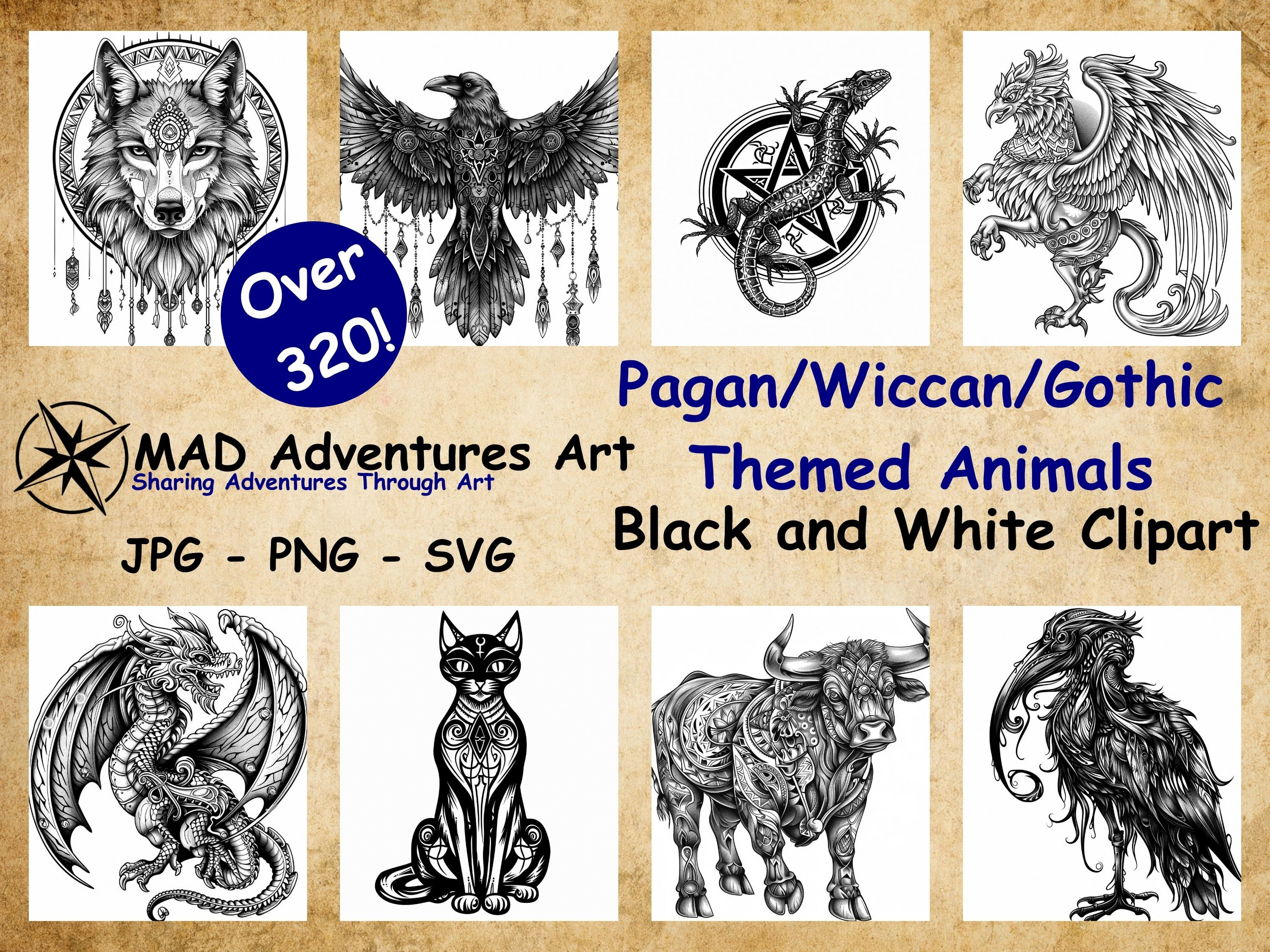 320+ Black/white Bundle of Pagan/wiccan/gothic Themed Animals Perfect ...