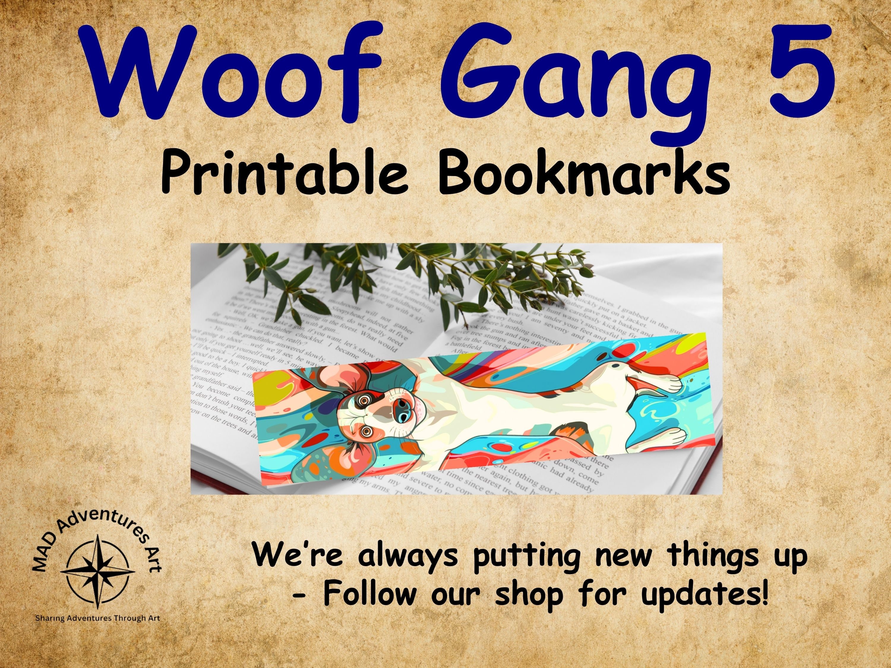 Woof Gang 5 Printable Bookmarks of Dogs, Fun 2x8 Dog Designs for the ...