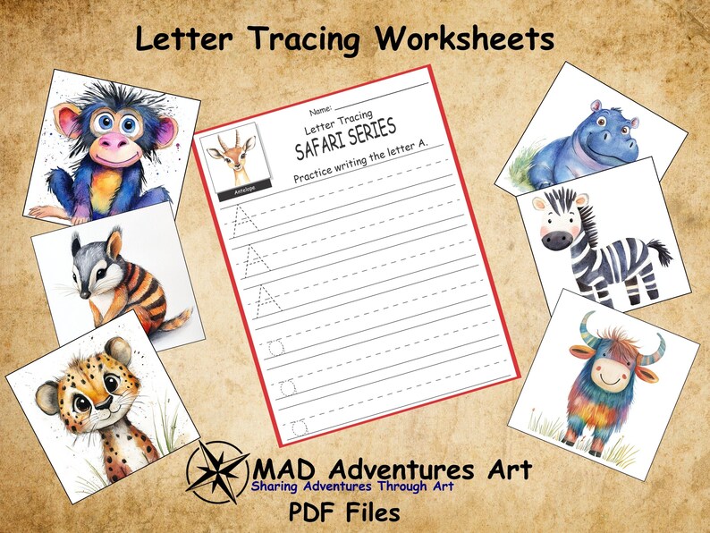 Safari Alphabet Tracing Worksheets: Handwriting Practice (PDF Pattern ...