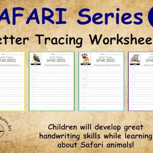 Safari Alphabet Tracing Worksheets: Handwriting Practice (PDF Pattern ...
