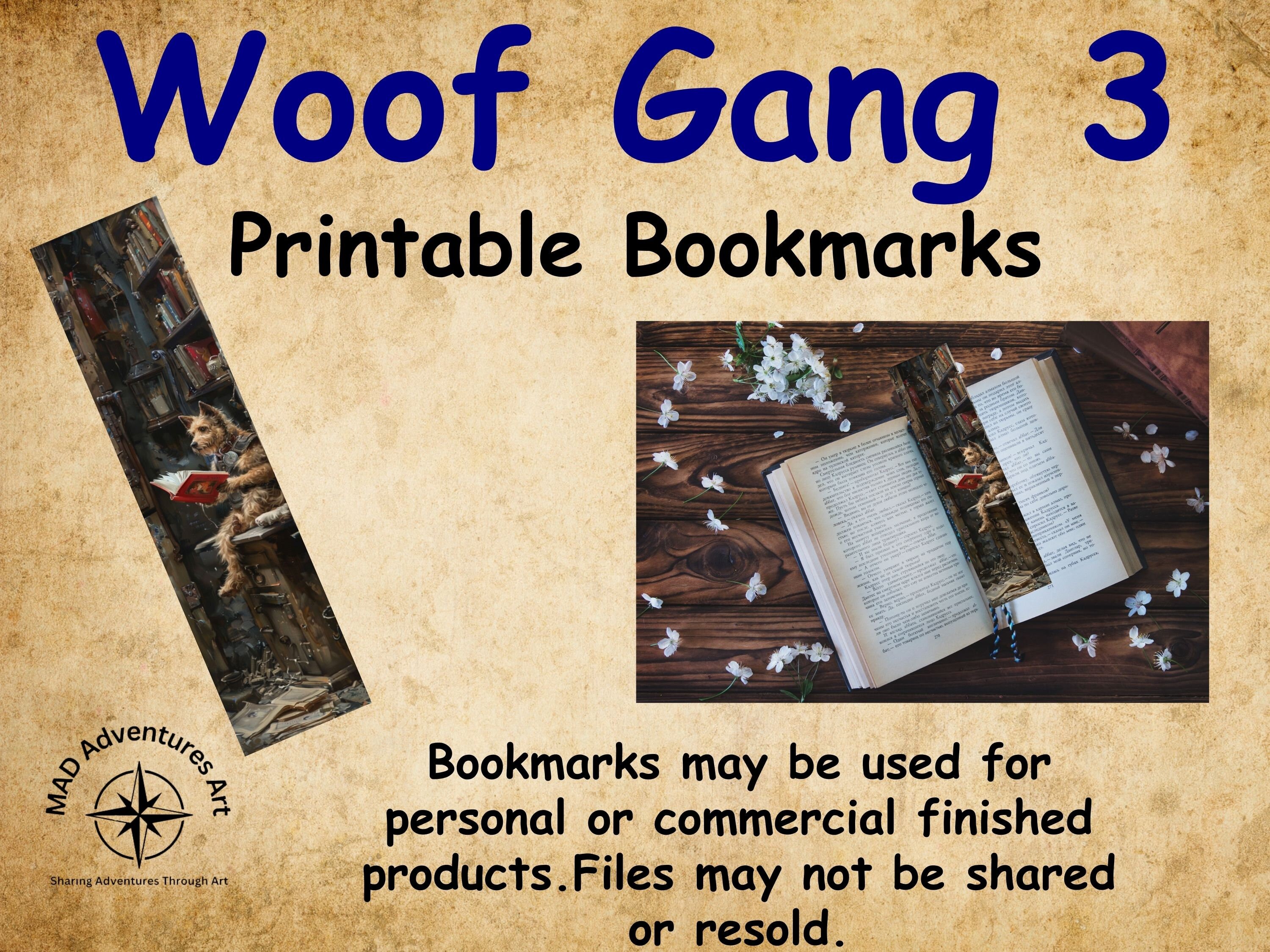 Woof Gang 3 Printable Bookmarks of Dogs, Fun 2x8 Dog Designs for the ...