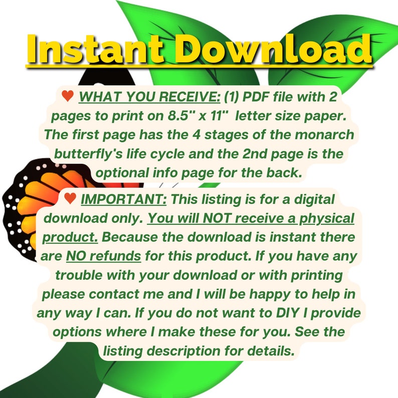 PRINTABLE Matching Cards Identification Flash Cards Monarch - Etsy