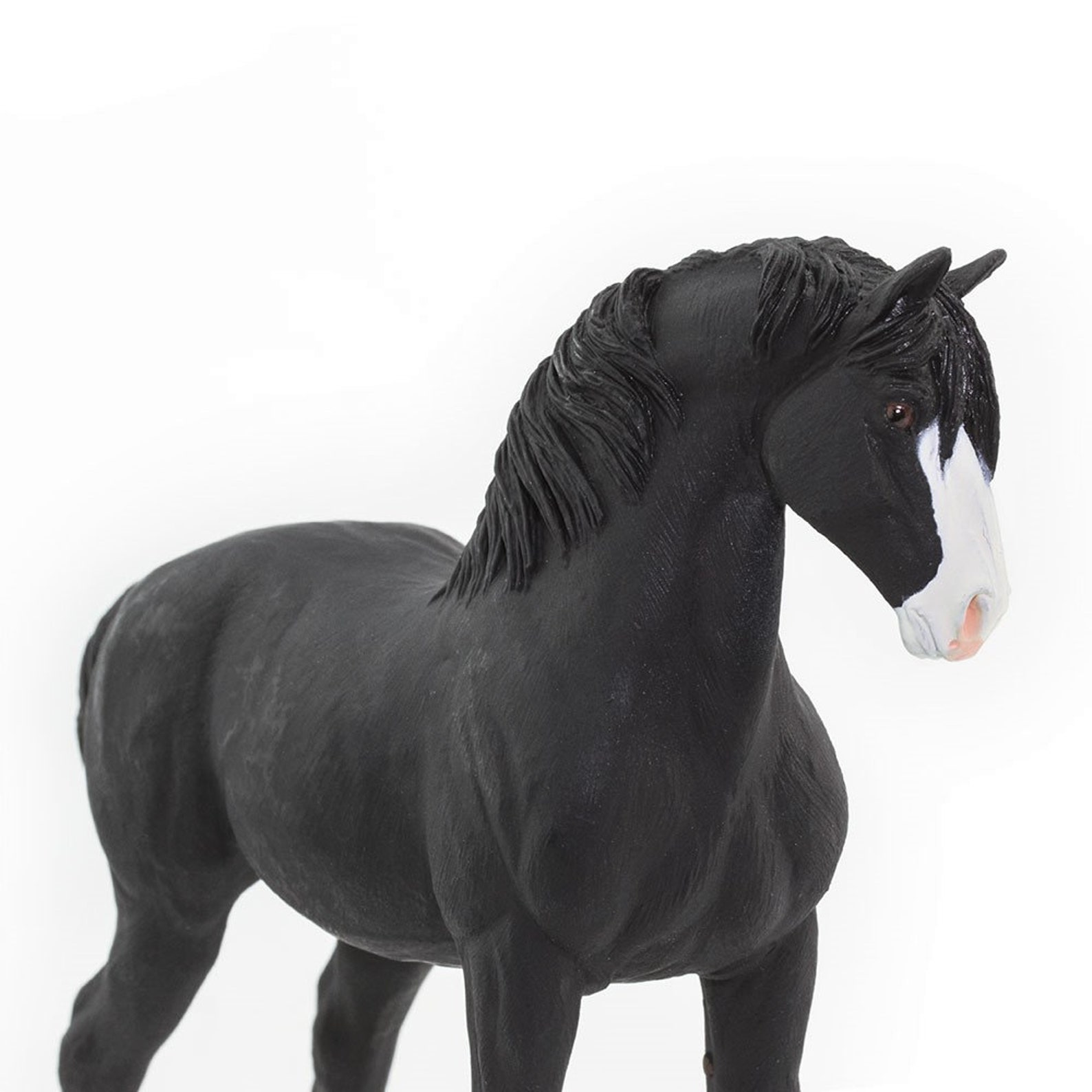 HORSE FIGURE Shire Stallion Large Realistic Miniature Figurines Plastic ...