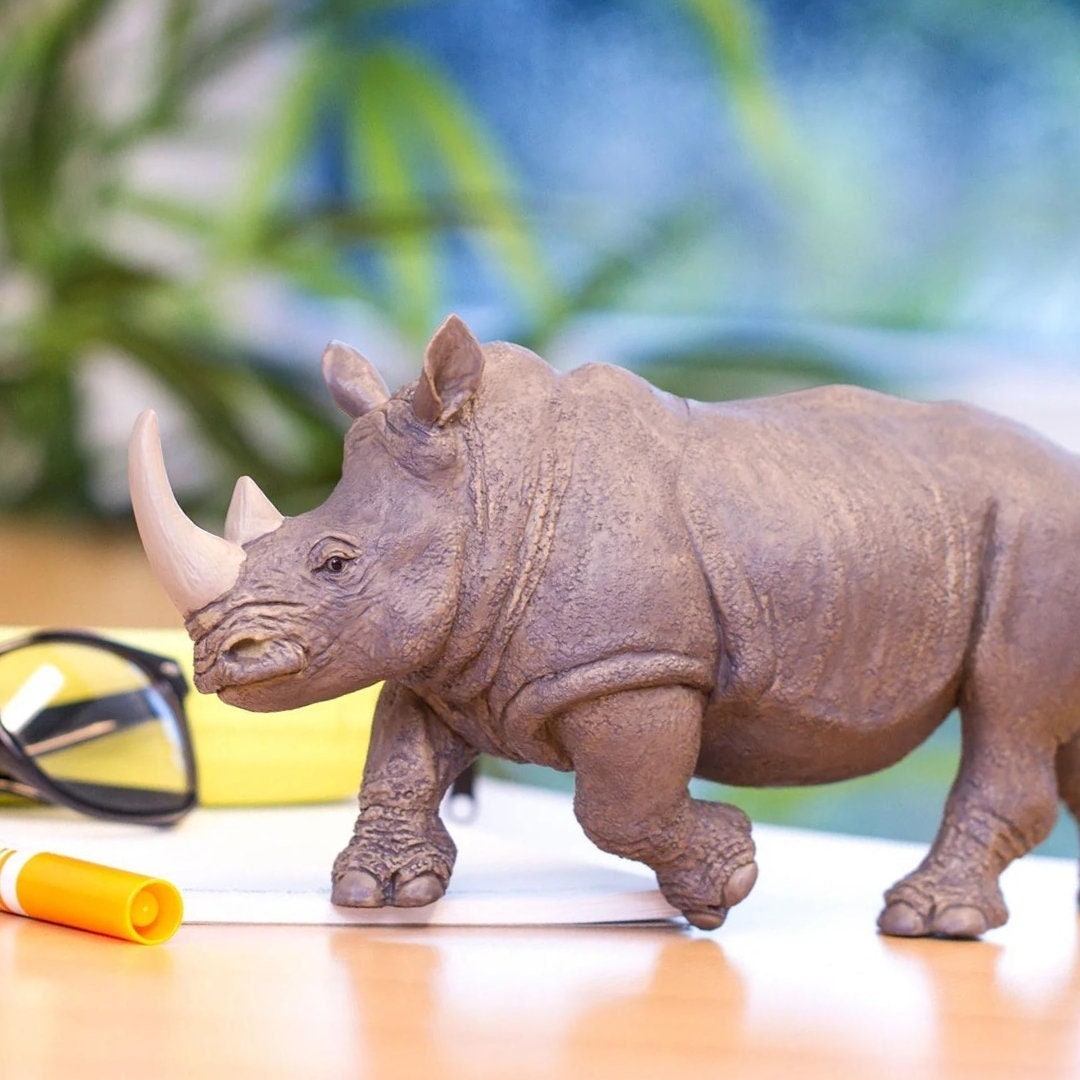 WHITE RHINO XL Figurine Figures 12" Long Large Miniature Figurines ...