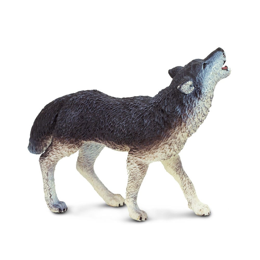 GRAY WOLF Figurine Figures Large Miniature Figurines Plastic Animal ...