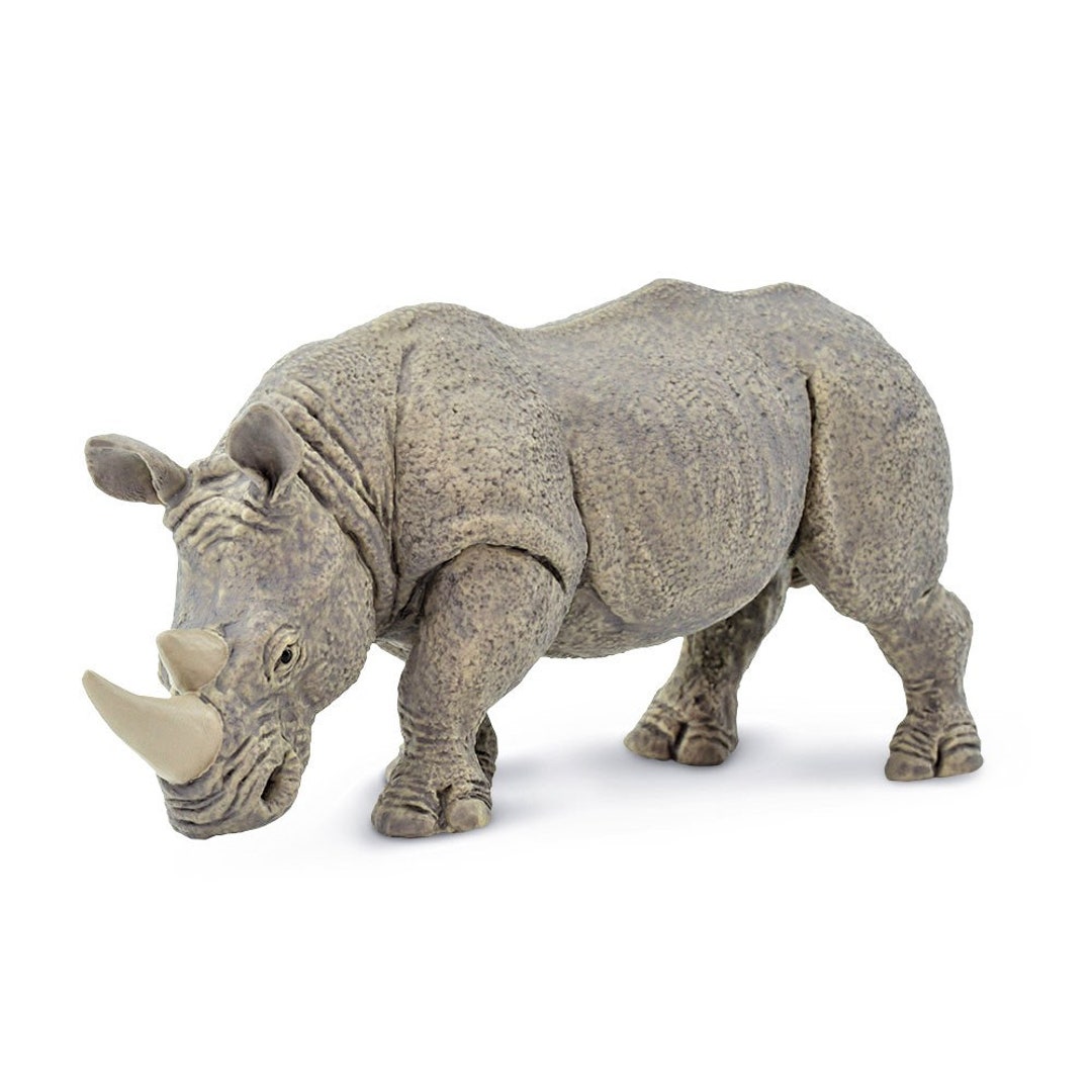 WHITE RHINO Figurine Figures Large Miniature Figurines Plastic Animal ...
