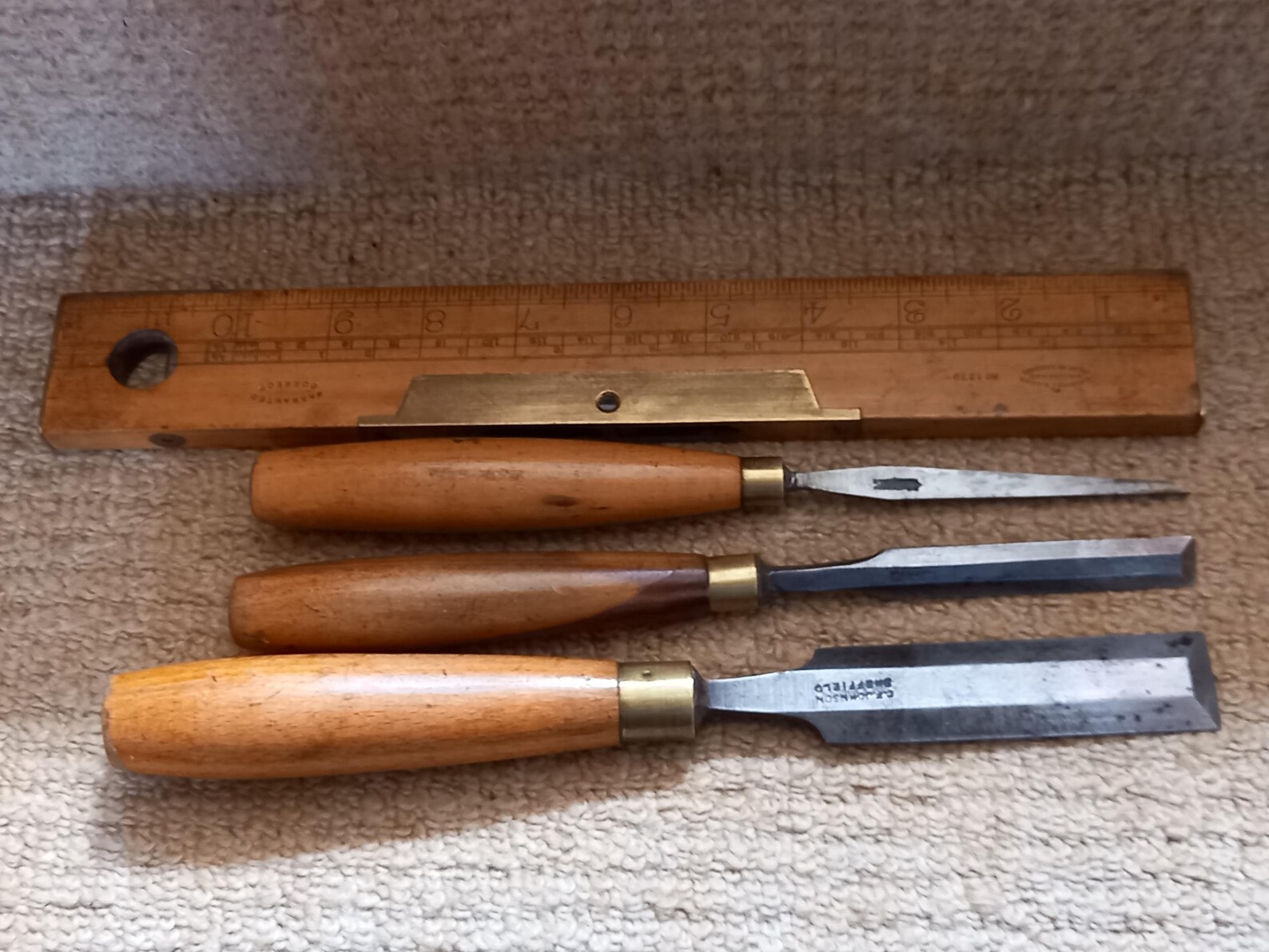 Vintage Set of Three Quality Chisels Made in Sheffield by C,f.jomnson ...