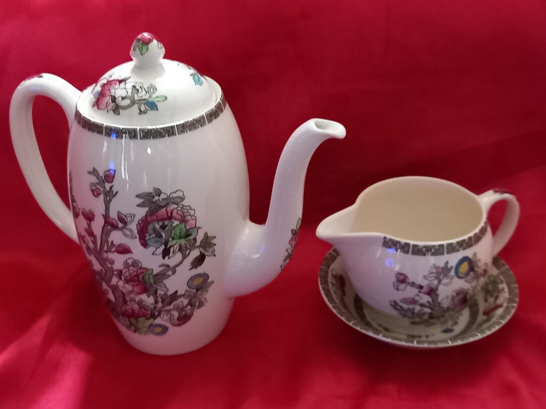 Vintage Johnson Bros Indian Tree Coffee Pot, Cream Jug & Bowl Set - Etsy