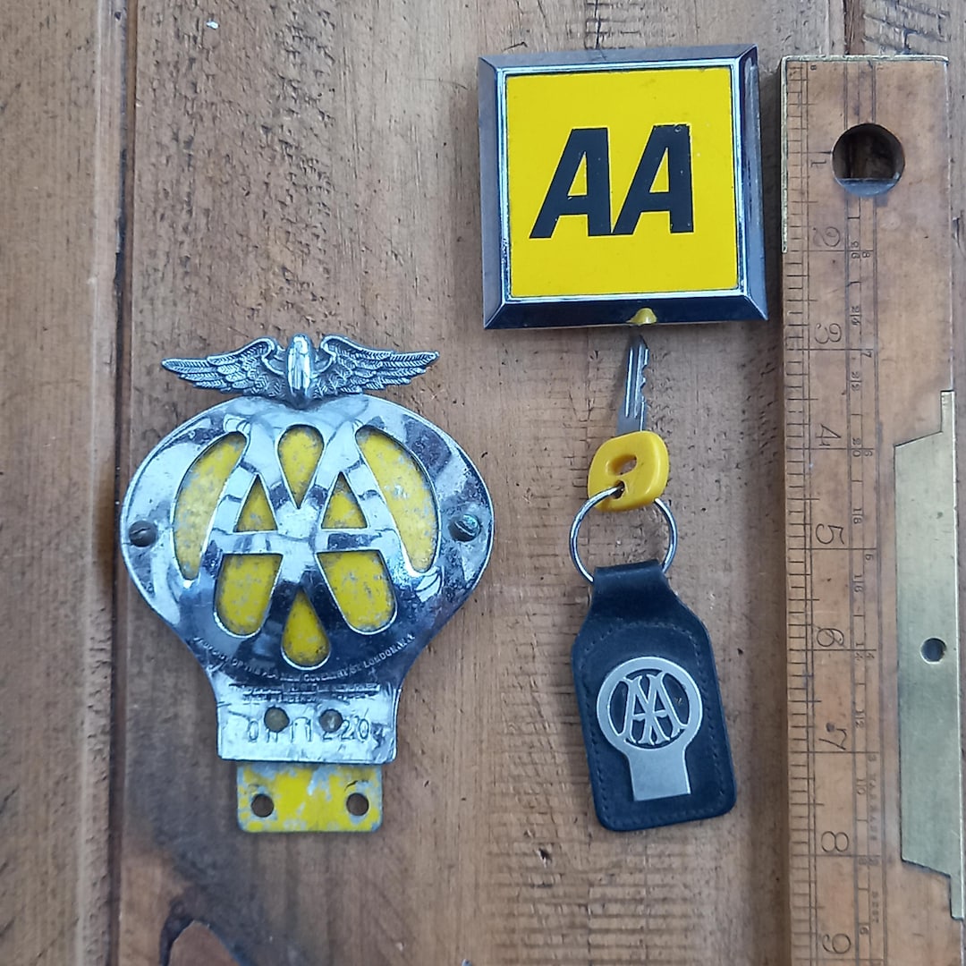 Vintage Car Badge Set AA Car Badge at Home Cat Badge and the Key - Etsy