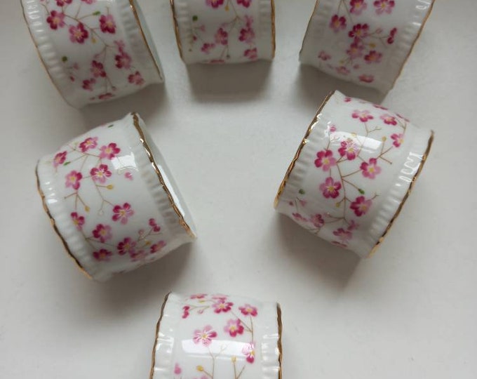 Set of 3 Pink Rose Vintage Napkin Rings Porcelain Posey Capodimonte ...