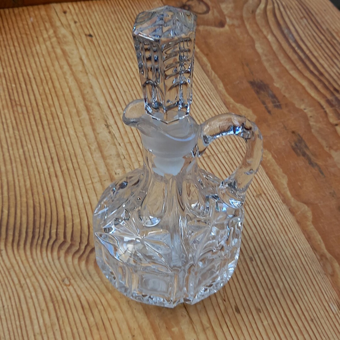 Vintage Glass Vinegar or Oil Container With Glass Stopper Top in Superb ...