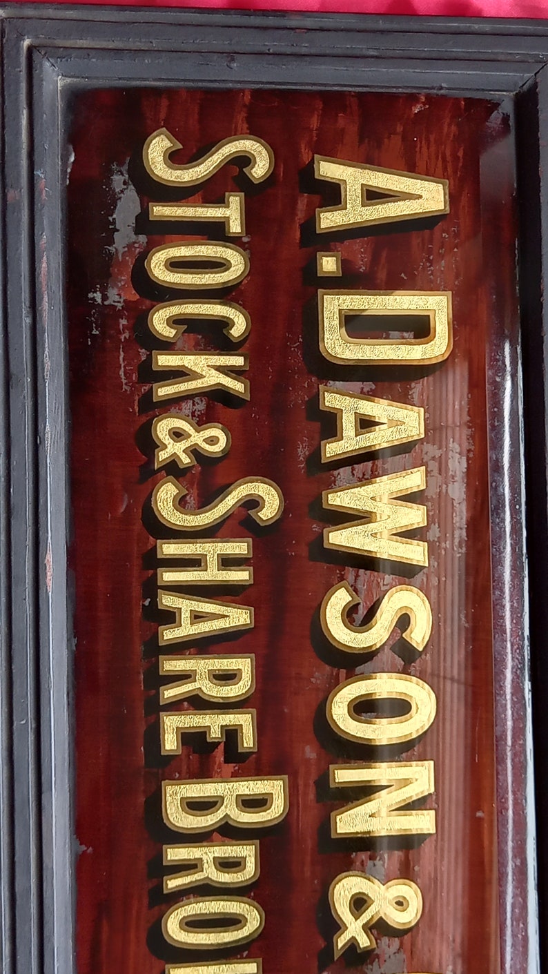 Victorian Beveled Glass Hand Painted Stock Brokers Sign Hand Finnished ...