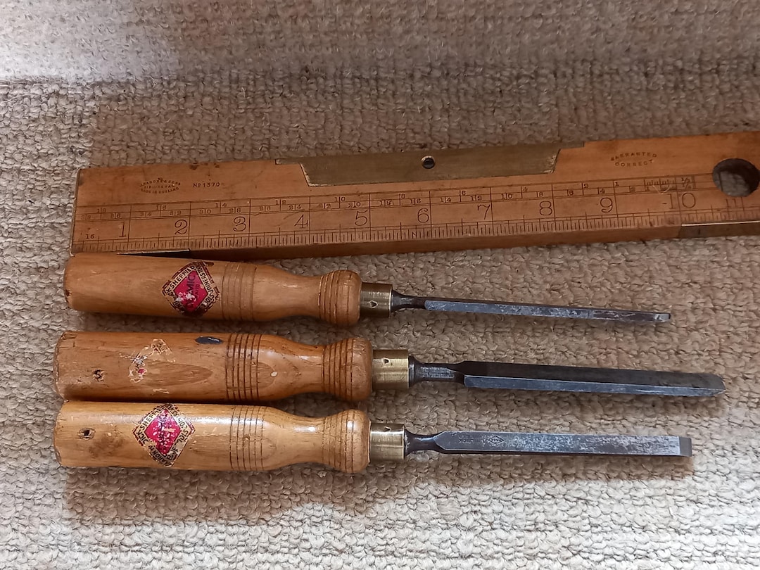 Vintage 3 Set of Chisels Maker Aaron Hildick,sheffield. Edge Tools ...