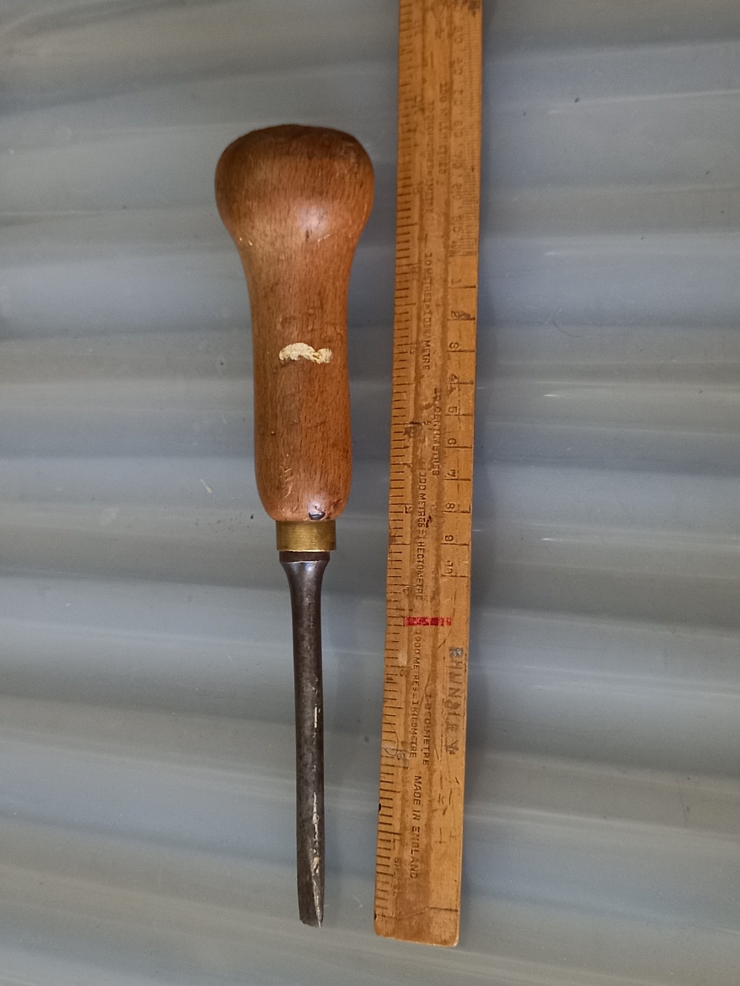 Vintage Antique Screwdriver With Bulbous Beech Handle Brass Furrel ...