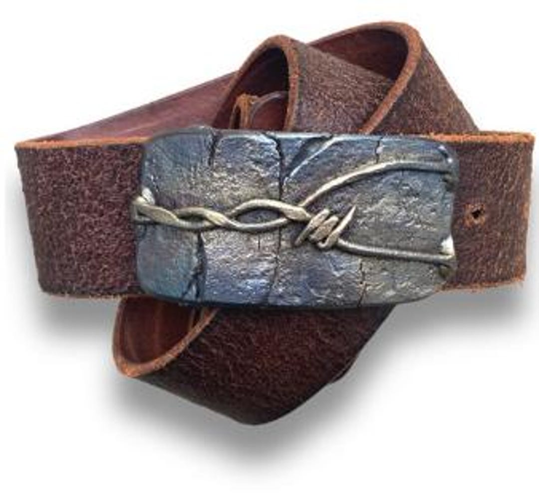 Barbed Wire Over Wrought Iron Belt Buckle - Etsy