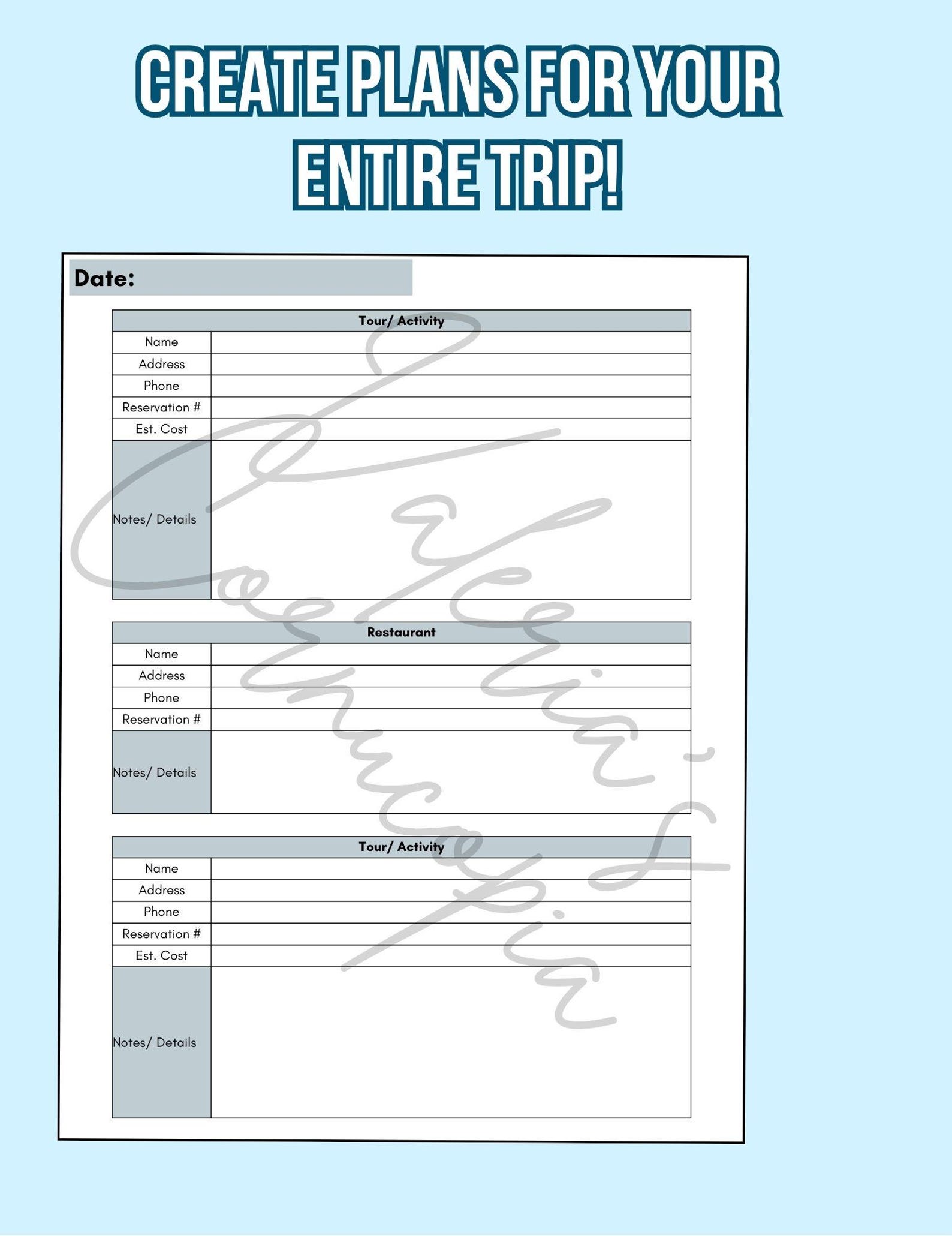 Simplistic Travel Itinerary Printable, Vacation Planner, Travel Planner ...