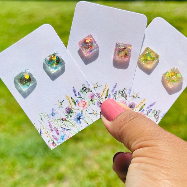 Resin Stud Earrings - Etsy