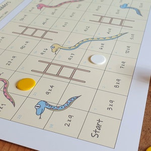 9 Times Table Maths Game Snakes and Ladders Board Game - Etsy