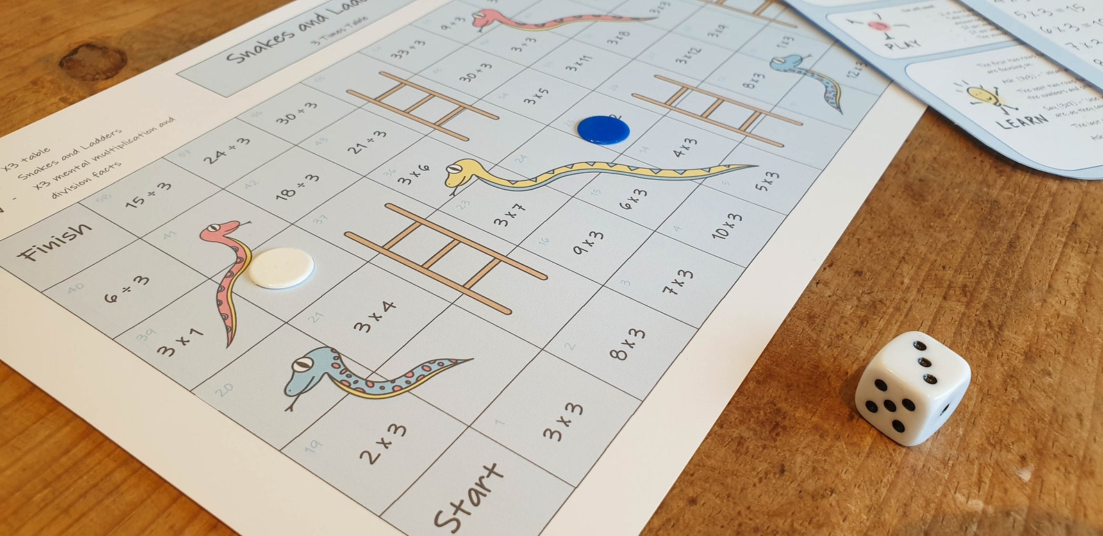 3 Times Table Maths Game Snakes and Ladders Instant - Etsy