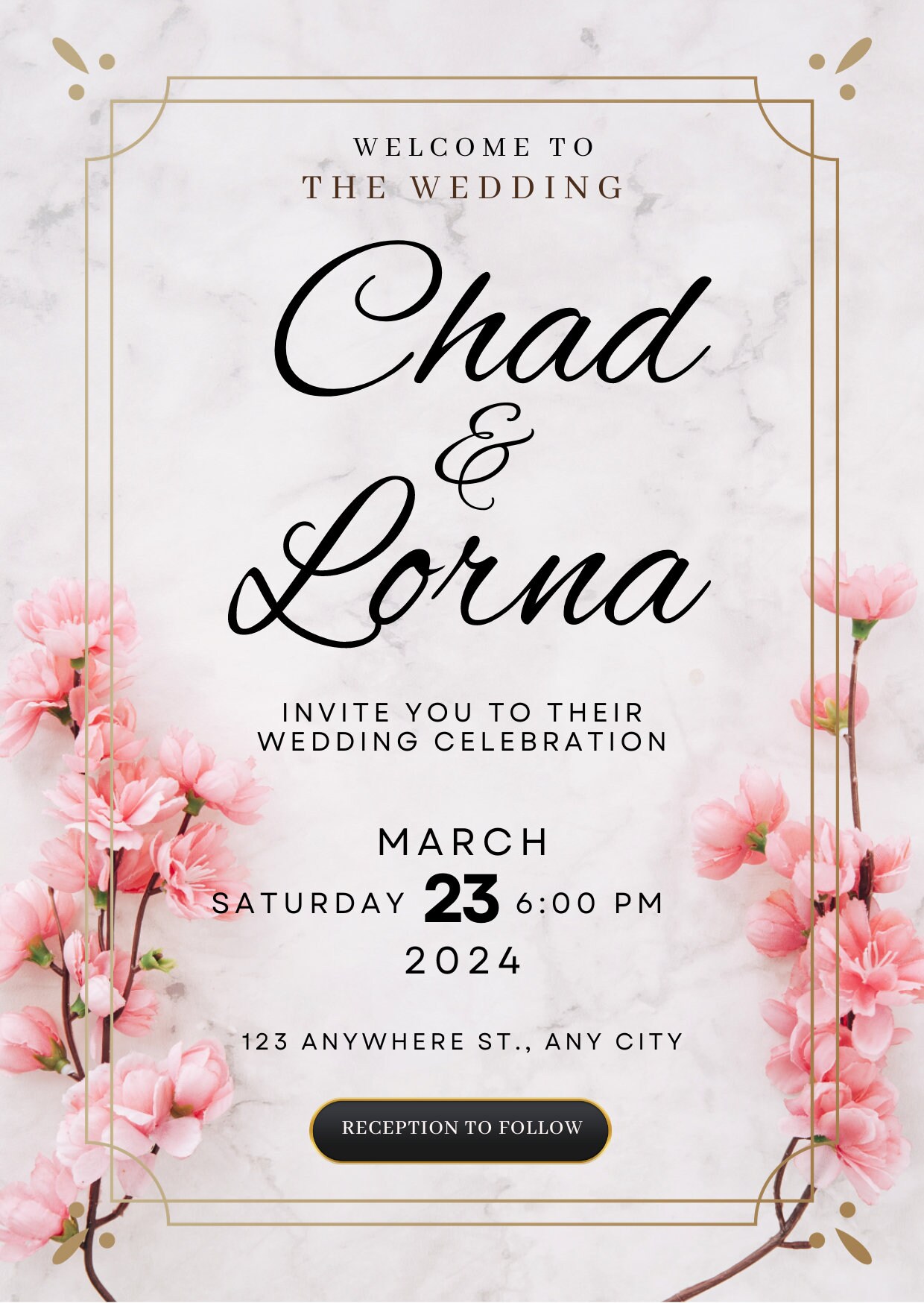 Pink Japanese Flower Wedding Invitation Card - Etsy