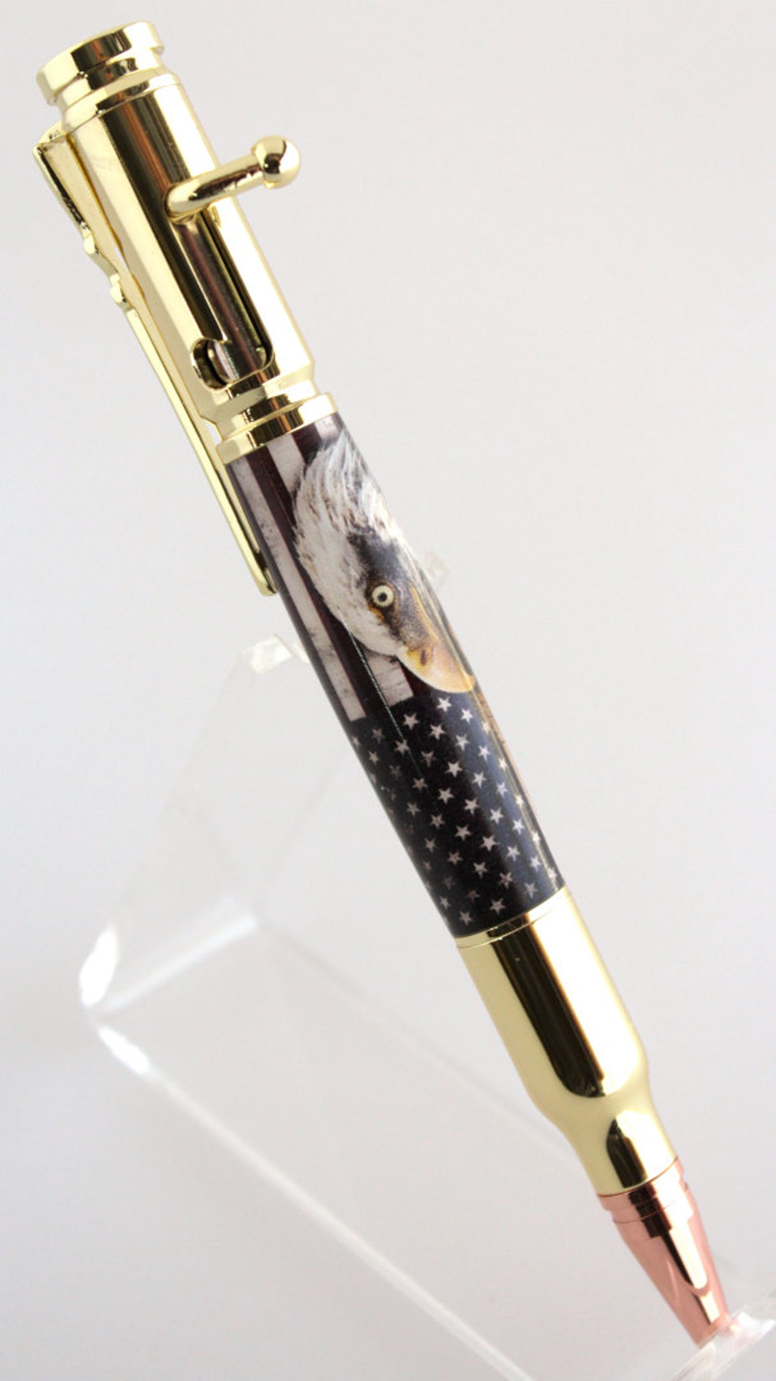 Handcrafted 30 Cal. Pen With Eagle With Historic Documents Bolt Action ...