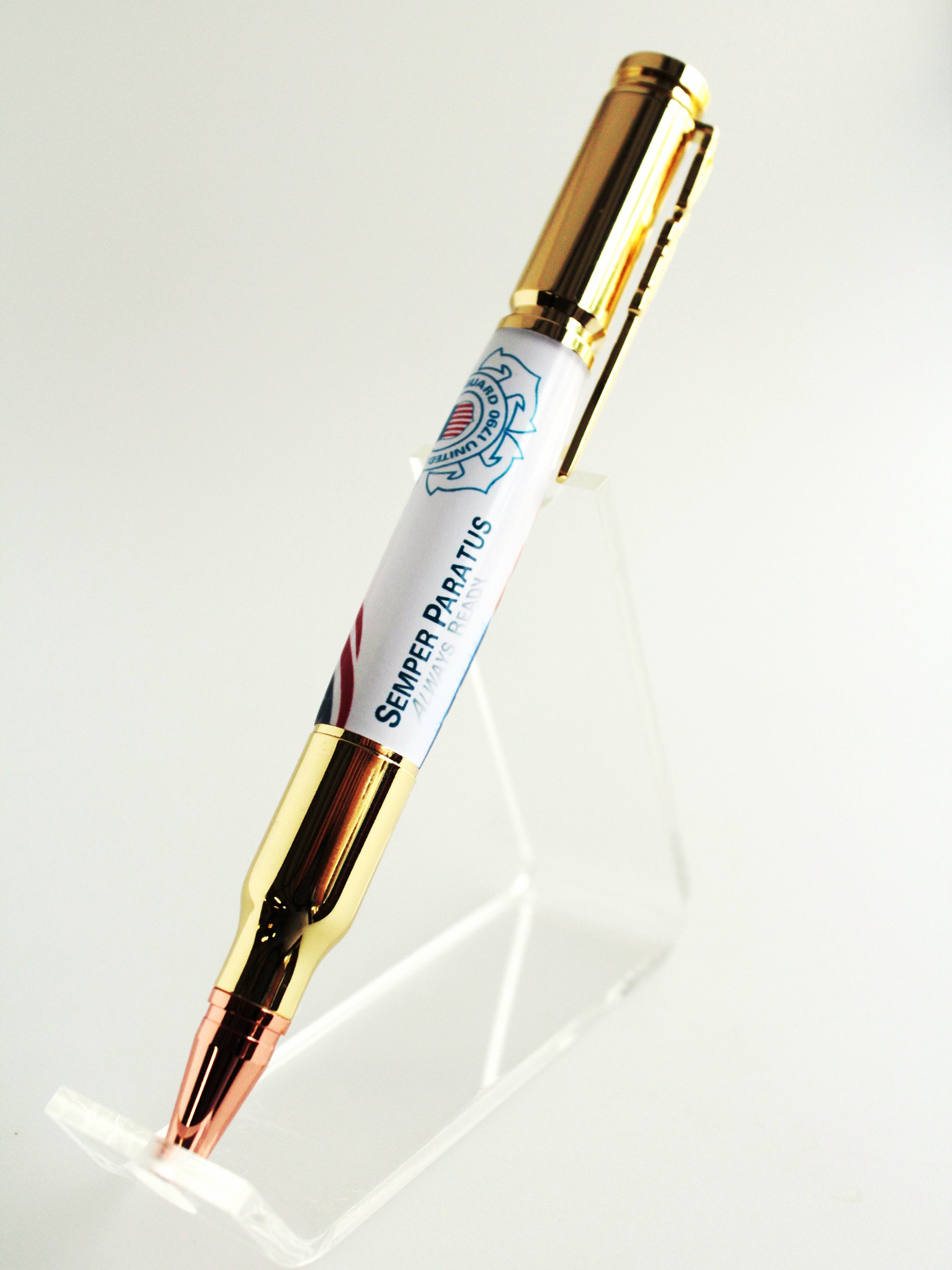 US Coast Guard Emblem Bolt Action Pen Motto American Flag Banner ...
