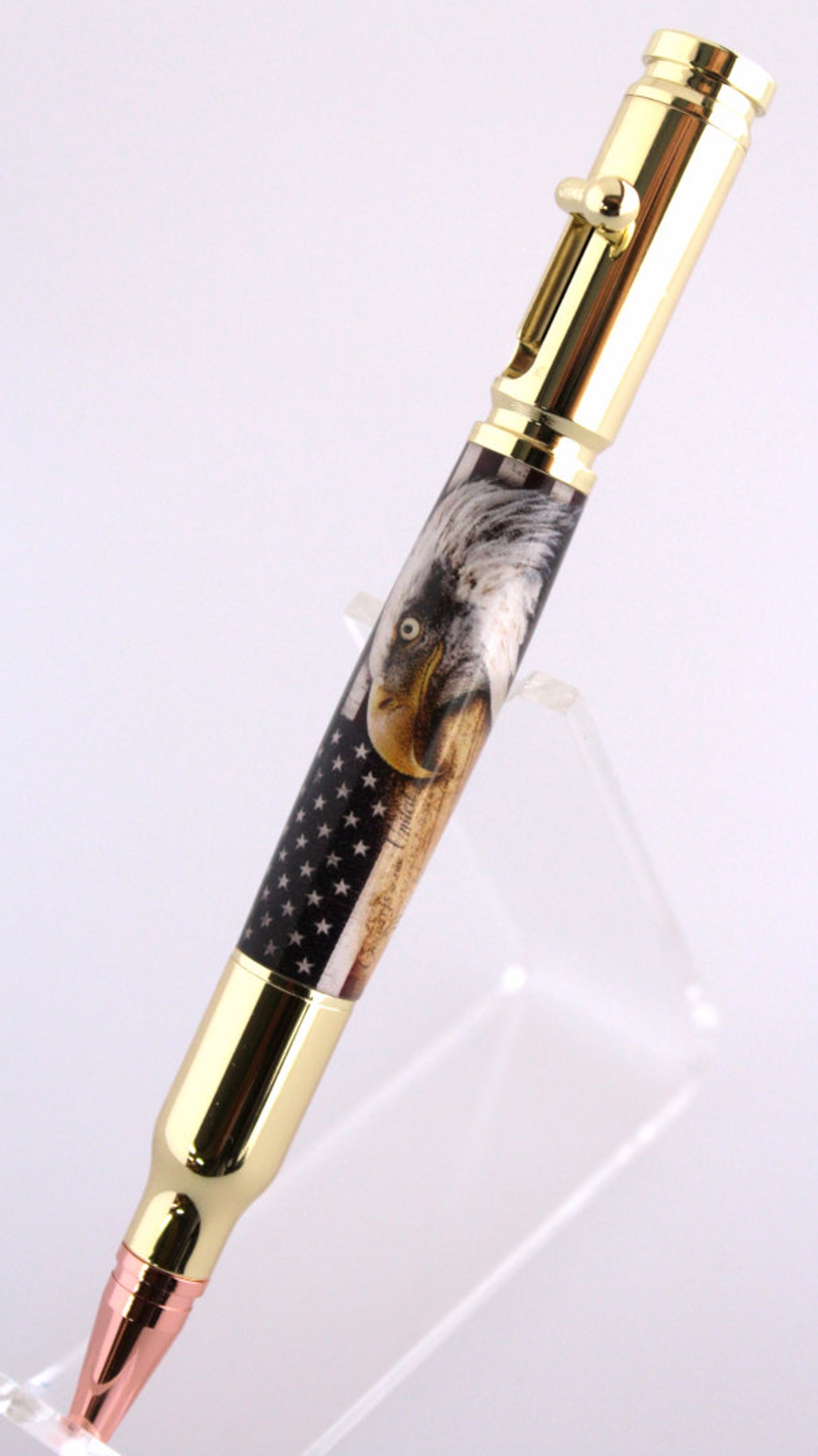 Handcrafted 30 Cal. Pen With Eagle With Historic Documents Bolt Action ...