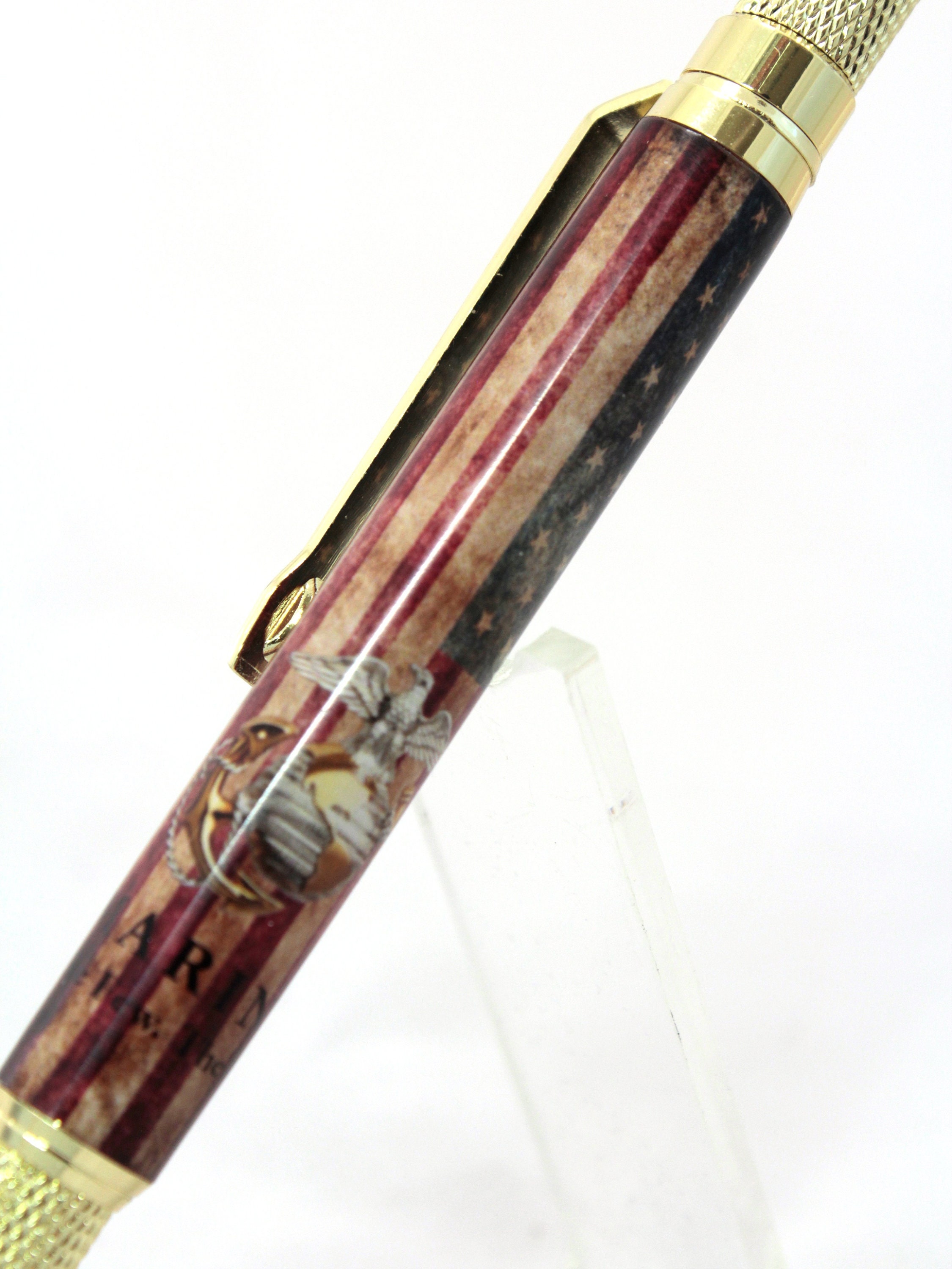 USMC Ballpoint Pen - Antique American Flag With Eagle Globe and Anchor ...