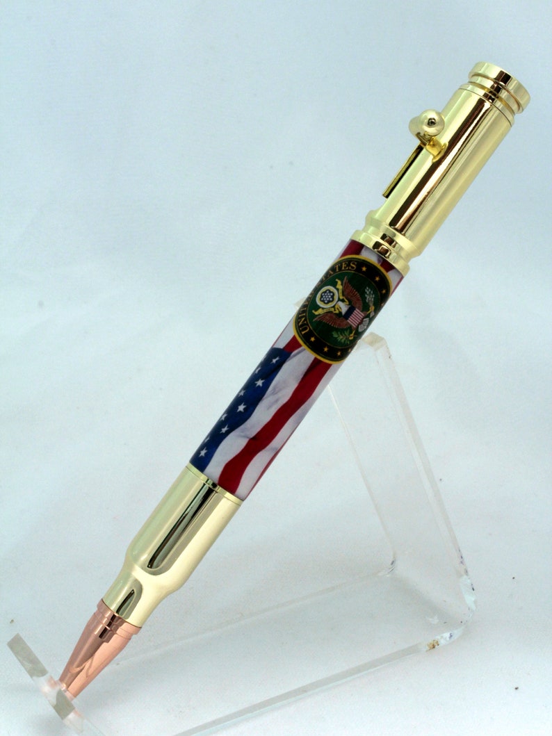 Custom Ballpoint Pen -US Army Service Emblem on Old Glory Bolt Action ...