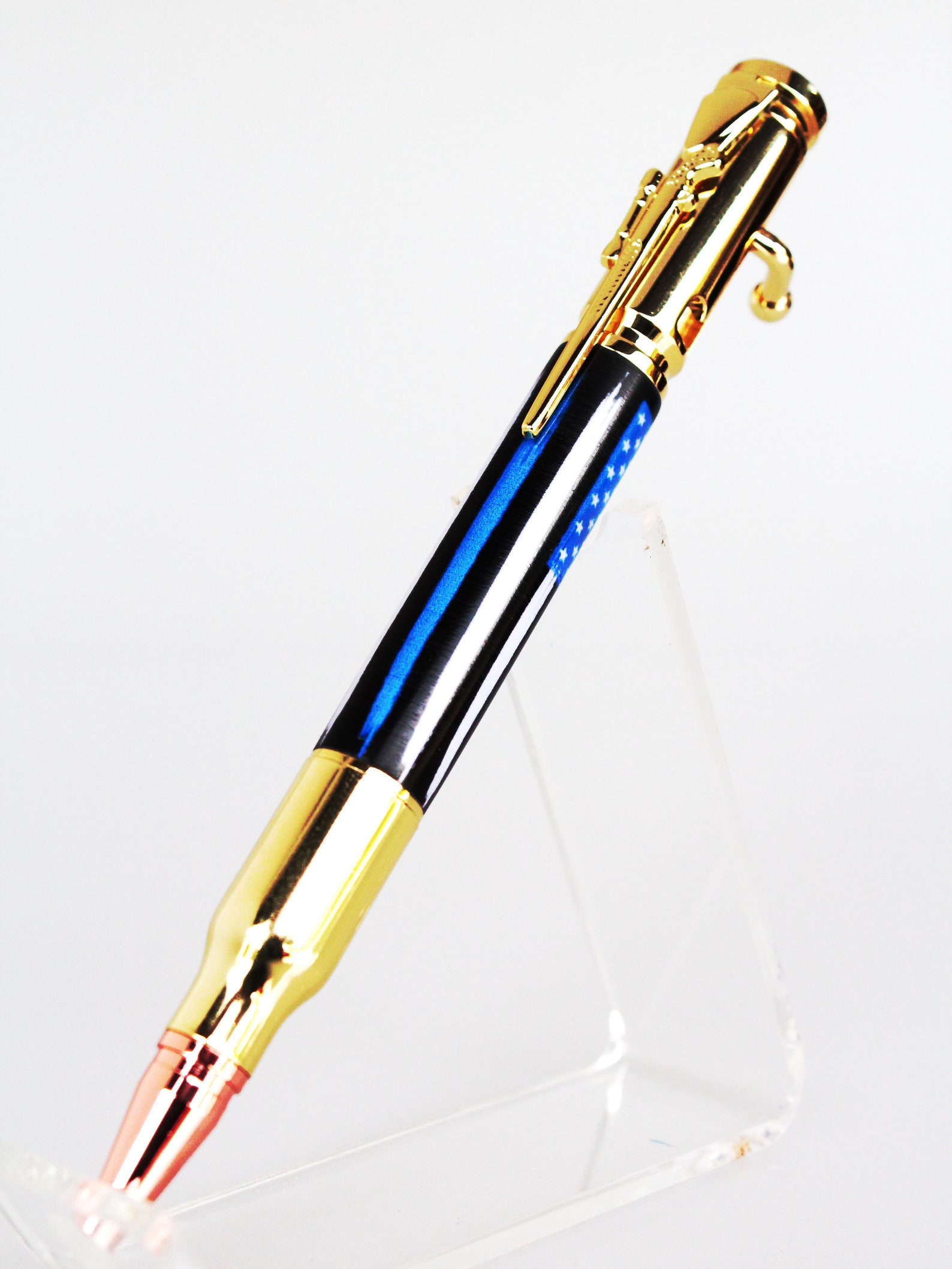Police Officer Gift - Thin Blue Line Bolt Action Pen - Honor Our 1st ...