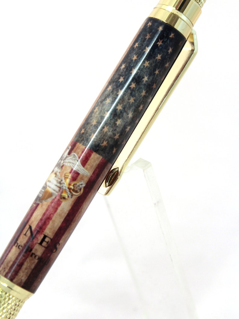 USMC Ballpoint Pen - Antique American Flag With Eagle Globe and Anchor ...