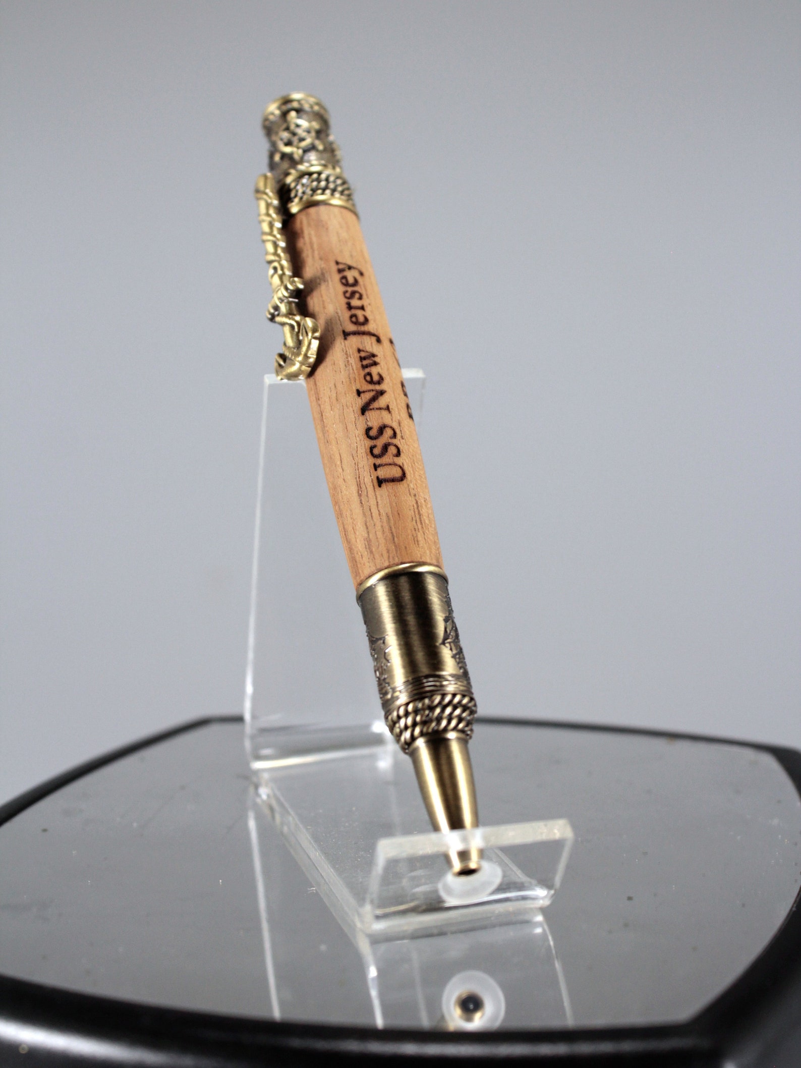 PSI Nautical Antique Brass Pen - USS New Jersey Teak Decking - Laser ...
