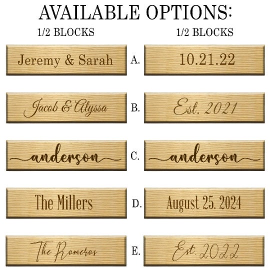 Stained Personalized Full Color Engraved Wood Blocks Wedding - Etsy