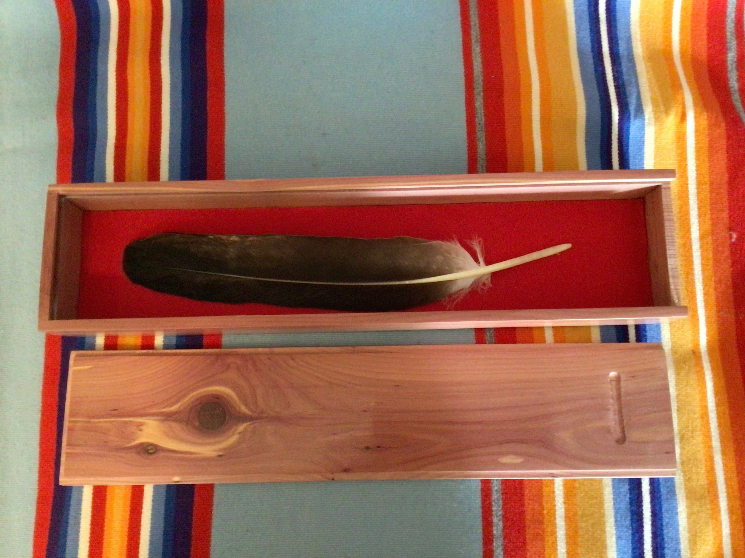 Osage Made Native American Cedar Feather Box for Storing Eagle, Roach ...