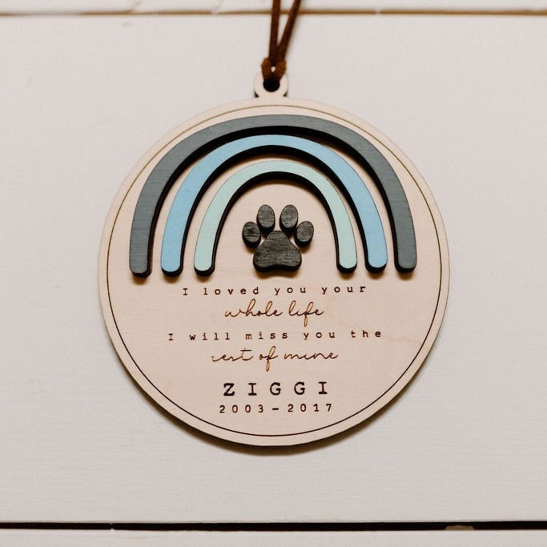 Pet Memorial Ornament Rainbow Bridge Rainbow Memorial Paw Print ...